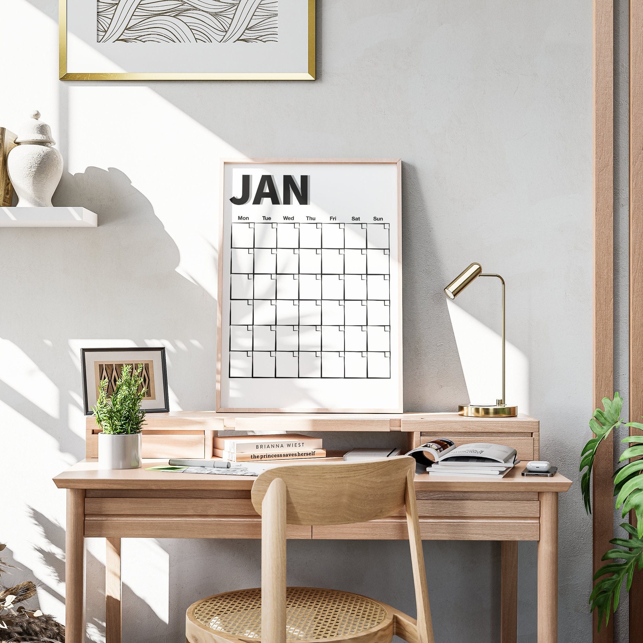 Perpetual Wall Calendar A2/A3/A4. Large Wall Calendar, in Black and ...