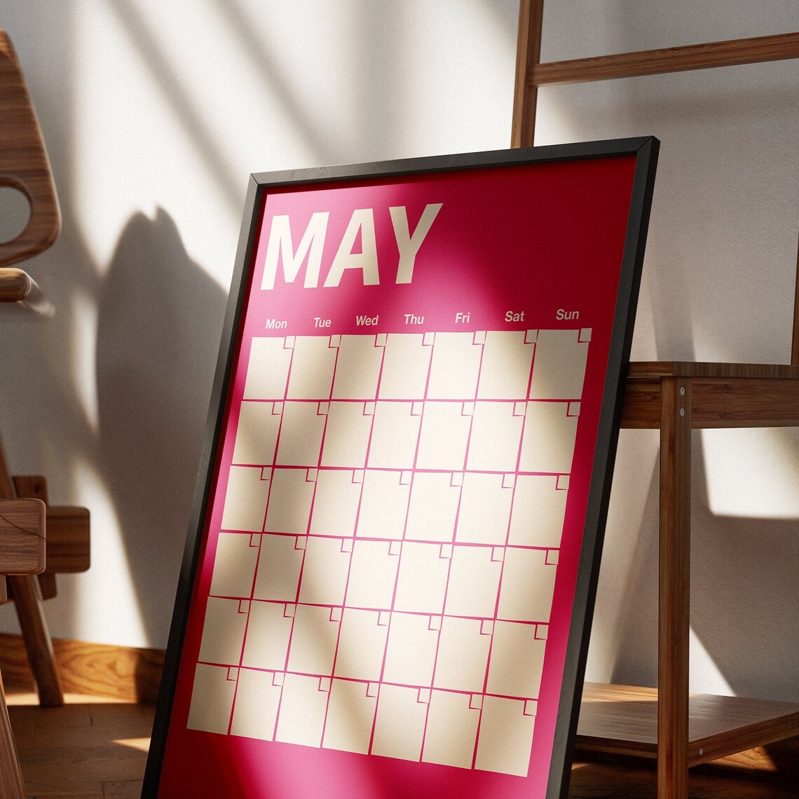 Perpetual Wall Calendar A2/A3/A4. Large Wall Calendar, in Pink, Instant ...