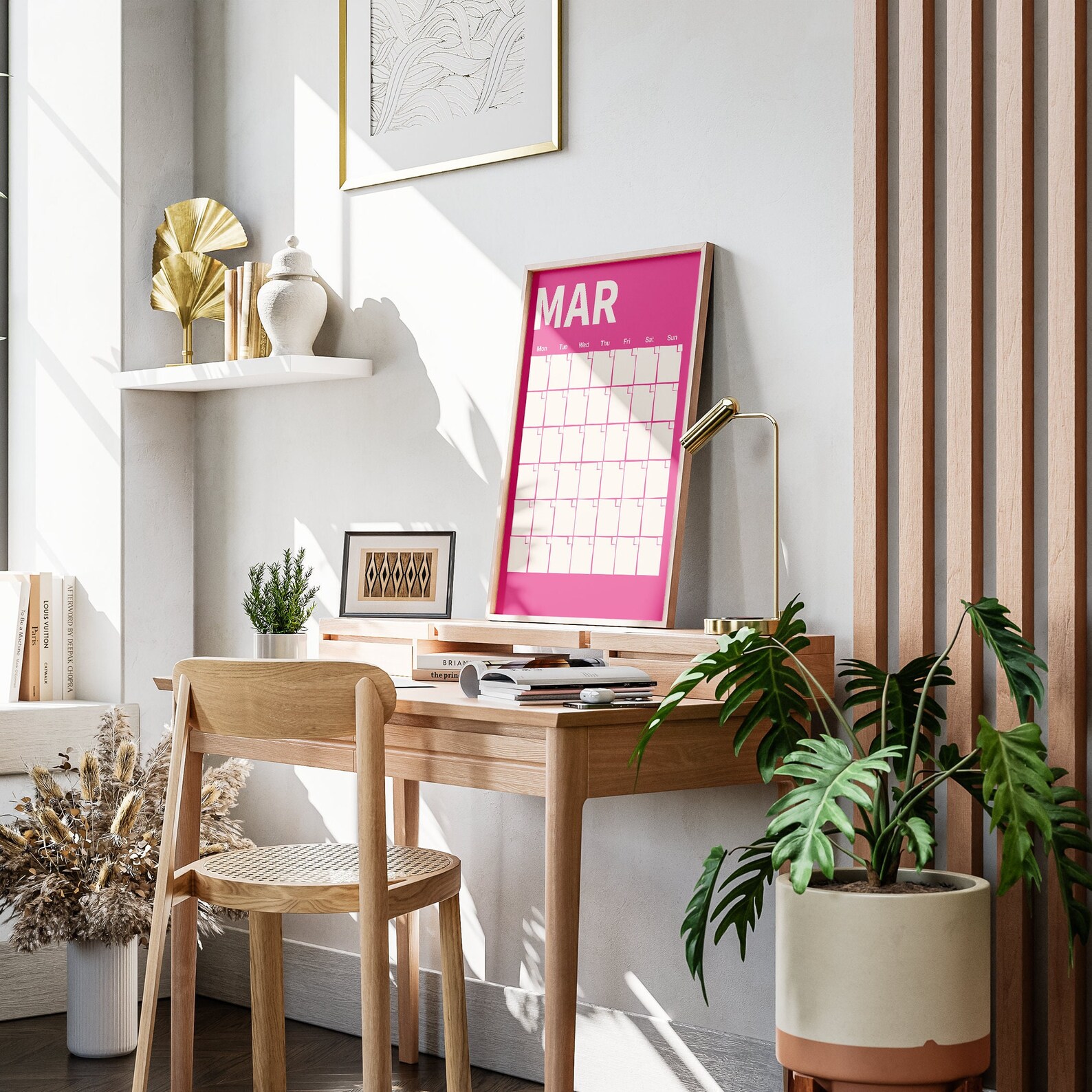 Perpetual Wall Calendar A2/A3/A4. Large Wall Calendar, in Pink, Instant ...