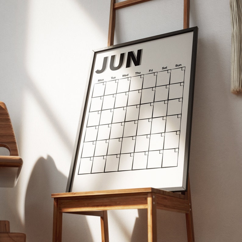 Perpetual Wall Calendar A2/A3/A4. Large Wall Calendar, in Black and ...