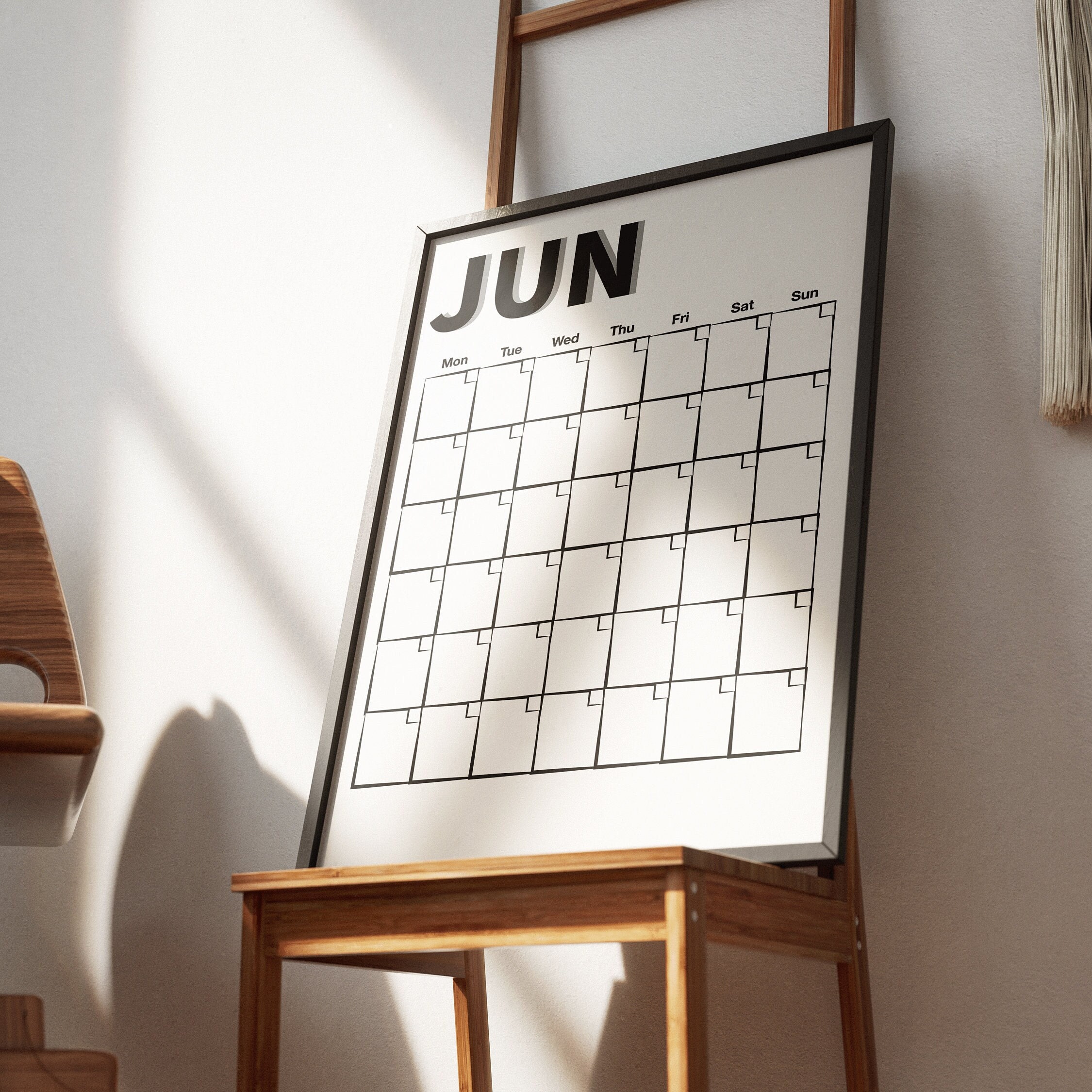 Perpetual Wall Calendar A2/A3/A4. Large Wall Calendar, in Black and ...