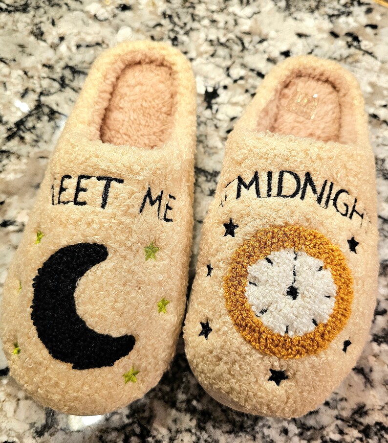 Taylor Swift Meet Me at Midnight Tan Slippers - Etsy