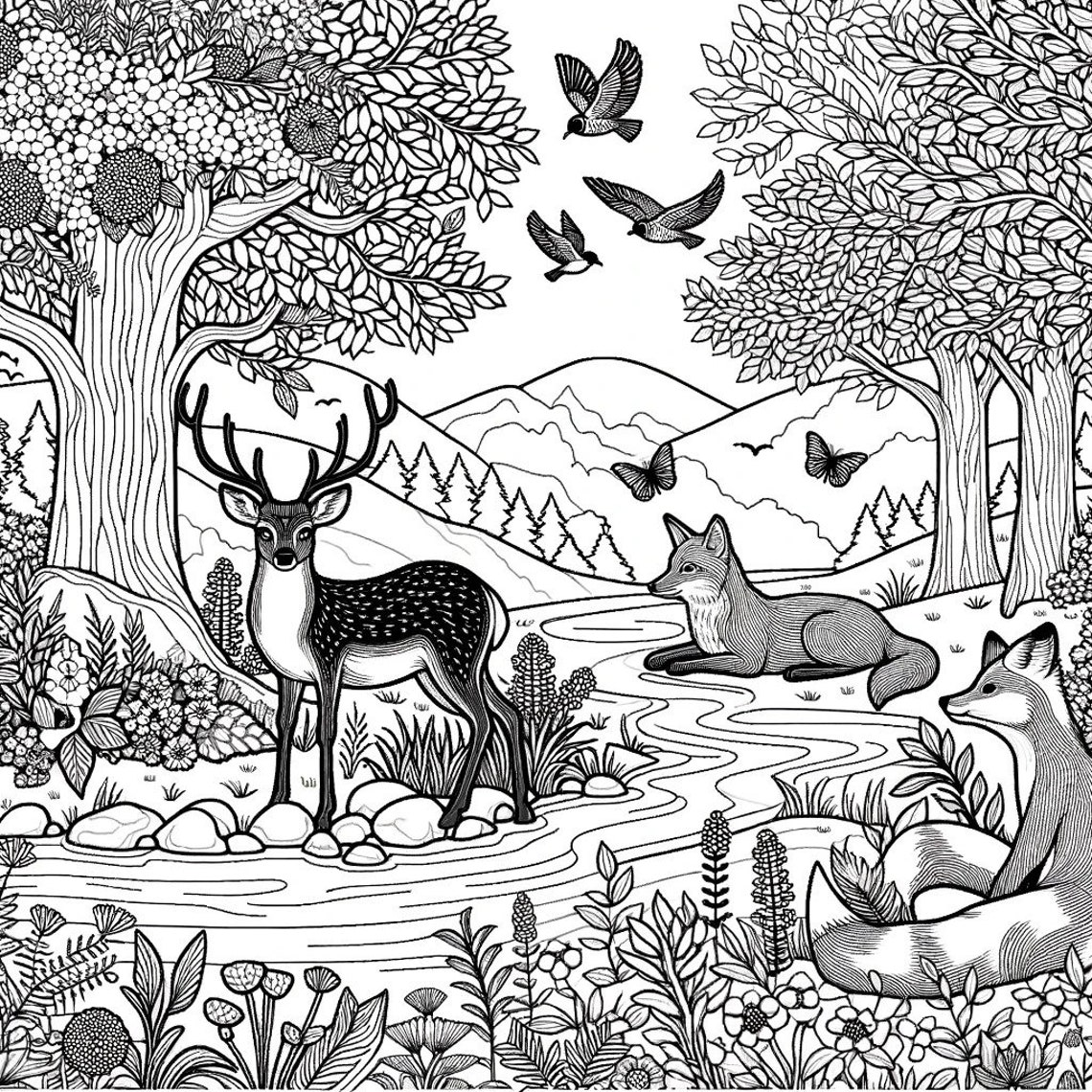 Serene Forest Wildlife Coloring Book - Etsy
