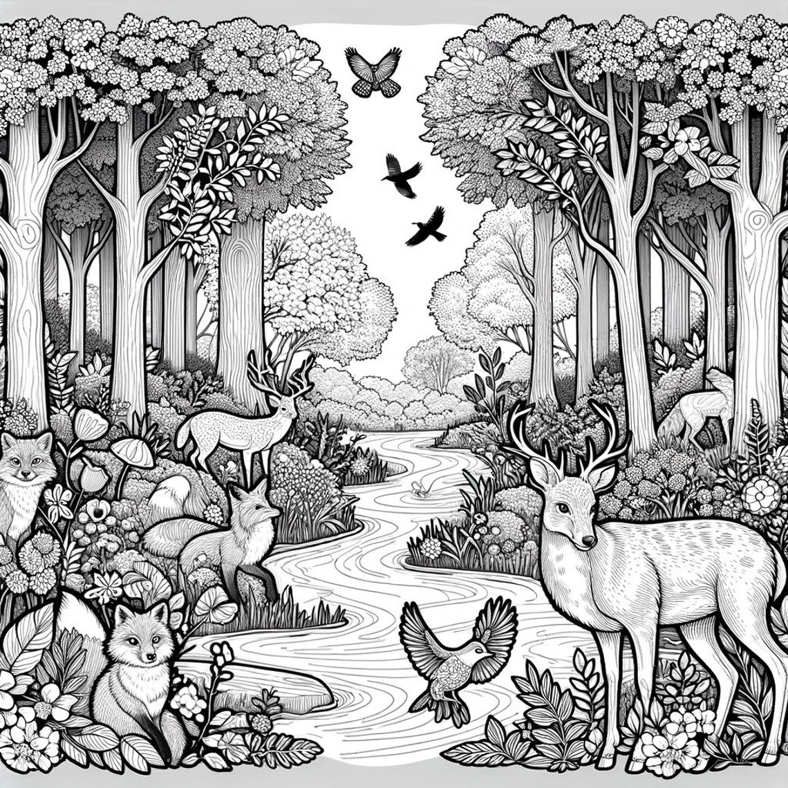 Serene Forest Wildlife Coloring Book - Etsy