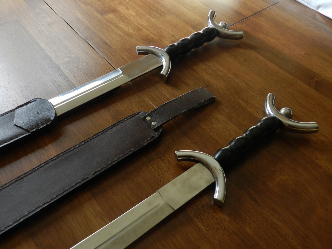 Pair Celtic Steel Sword With Leather Scabbard - Etsy
