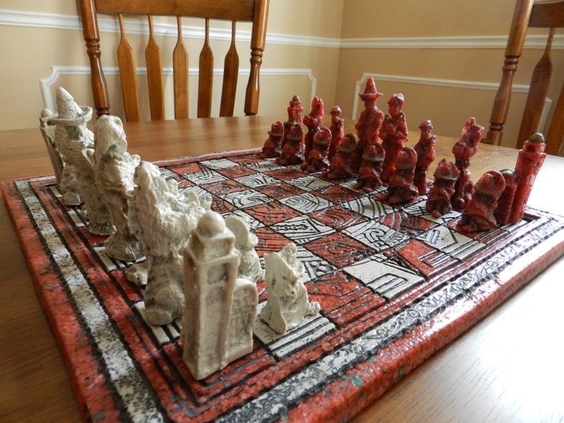 Vintage Mayan/aztec Themed Resin Chess Board and Pieces - Etsy