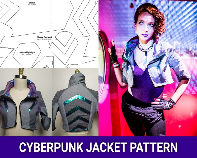 Cyberpunk Cropped Jacket Sewing Pattern | Streetwear, Cosplay, LARP - Etsy
