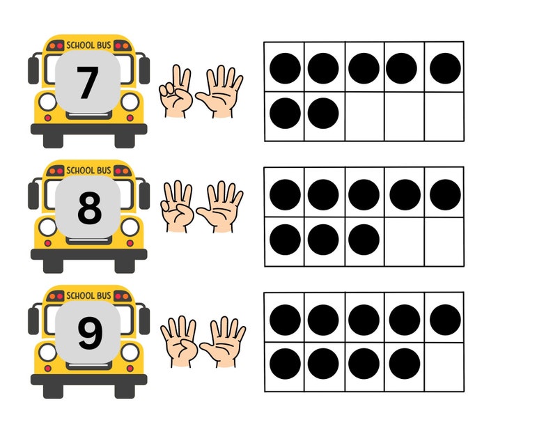 School Bus Number Match School Bus Numbers Number Match Matching ...