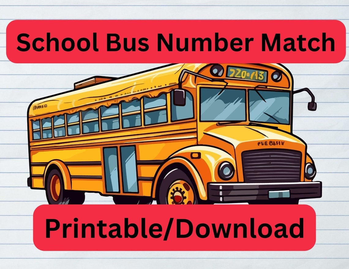 School Bus Number Match School Bus Numbers Number Match Matching ...