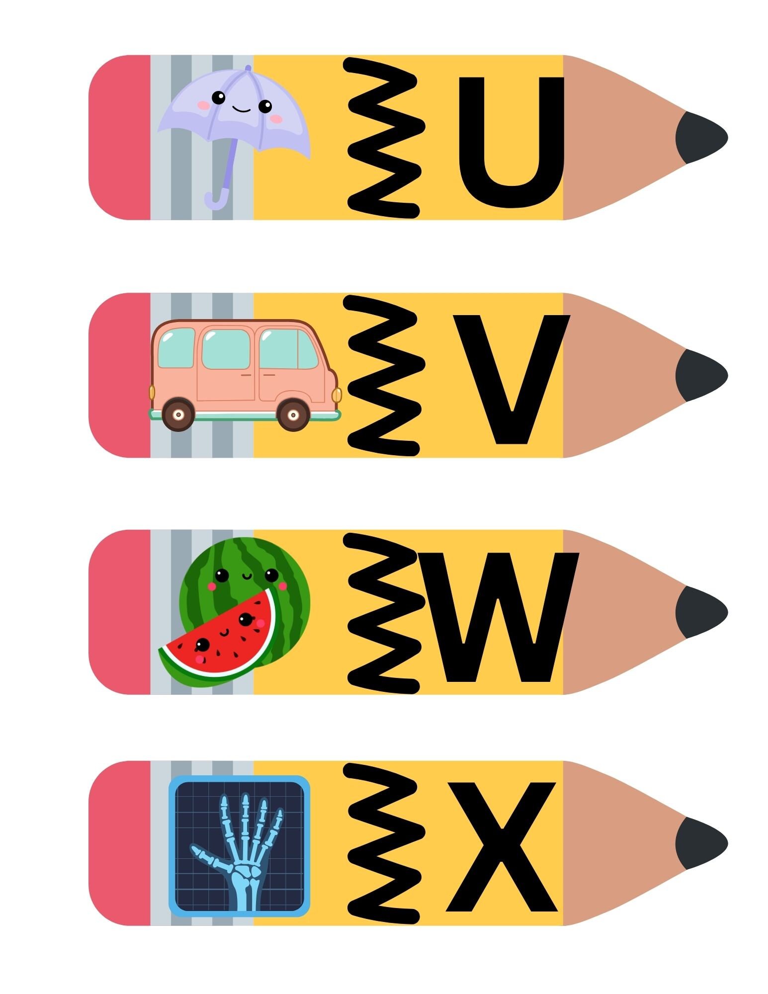 Back to School Pencil Letter Sounds Match Back to School Pencil Letter ...
