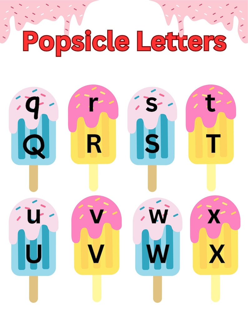 Popsicle Letters Summer Letter Match Letter Recognition Reading Sort ...