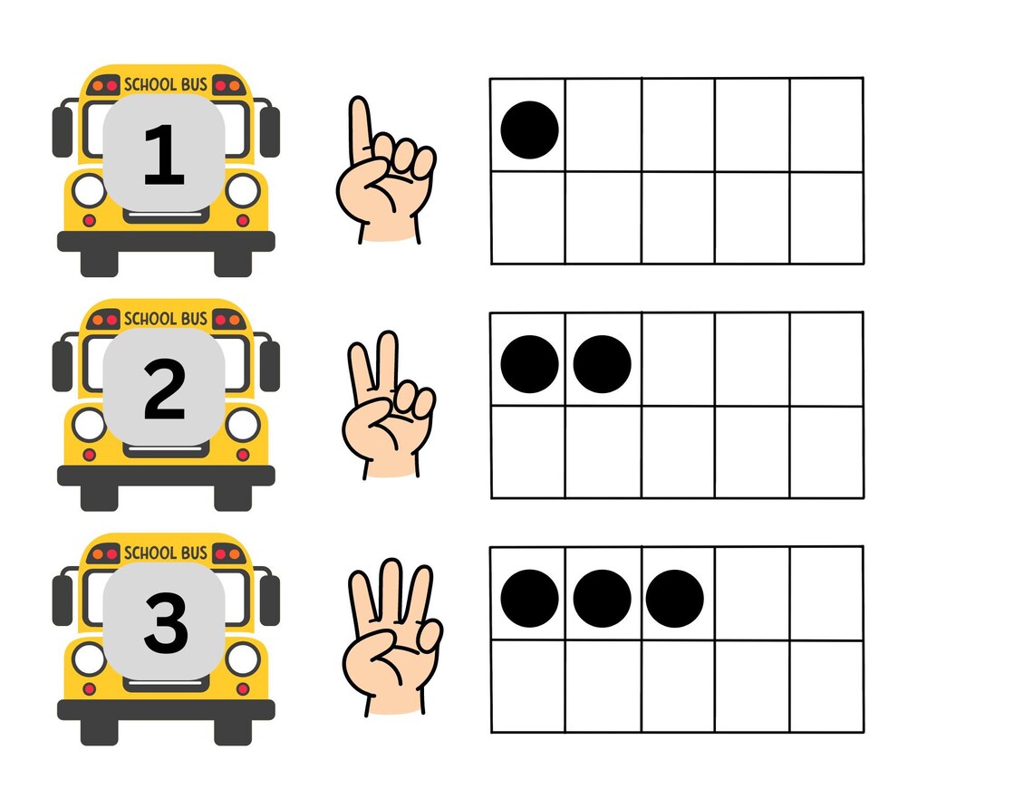 School Bus Number Match School Bus Numbers Number Match Matching ...