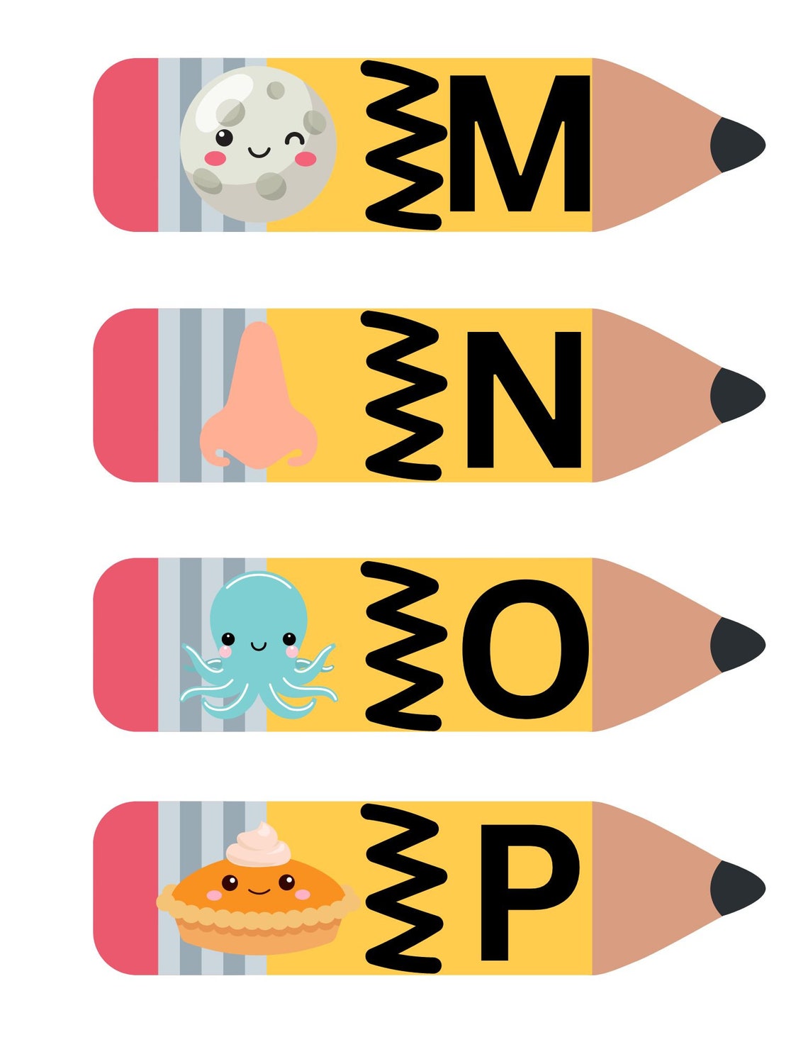 Back to School Pencil Letter Sounds Match Back to School Pencil Letter ...
