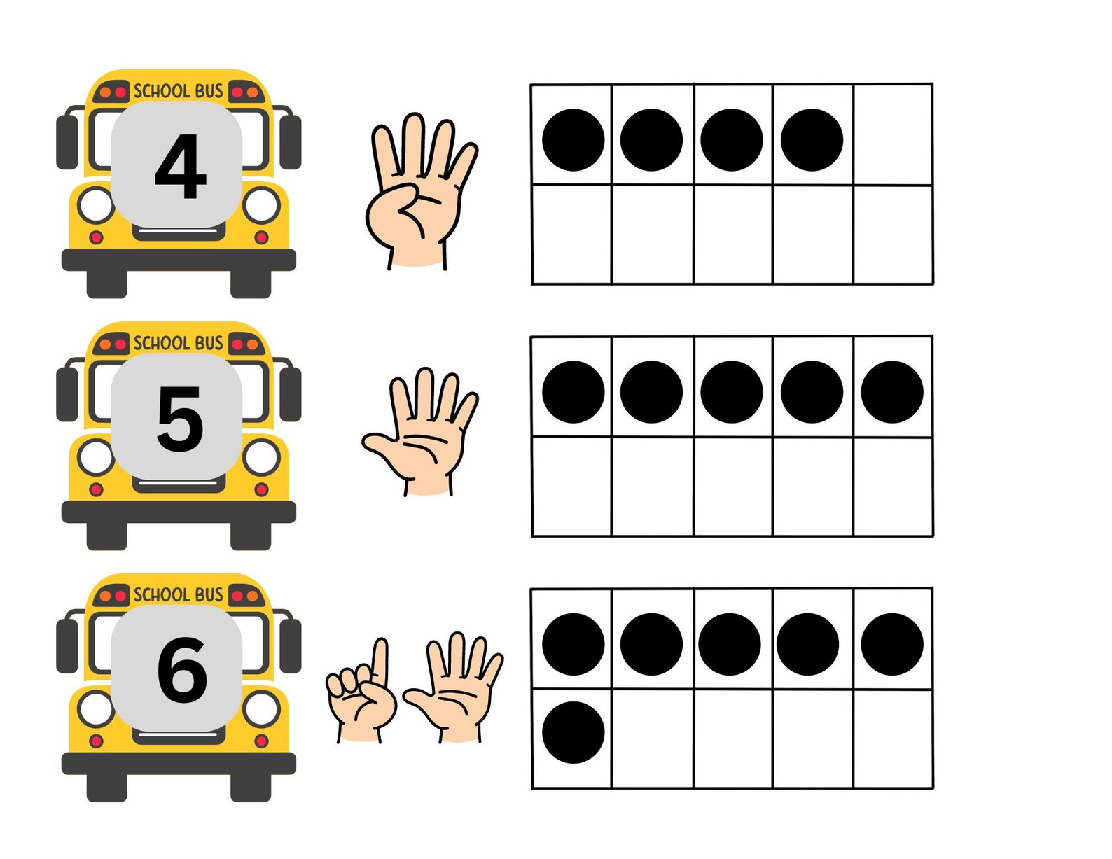 School Bus Number Match School Bus Numbers Number Match Matching ...