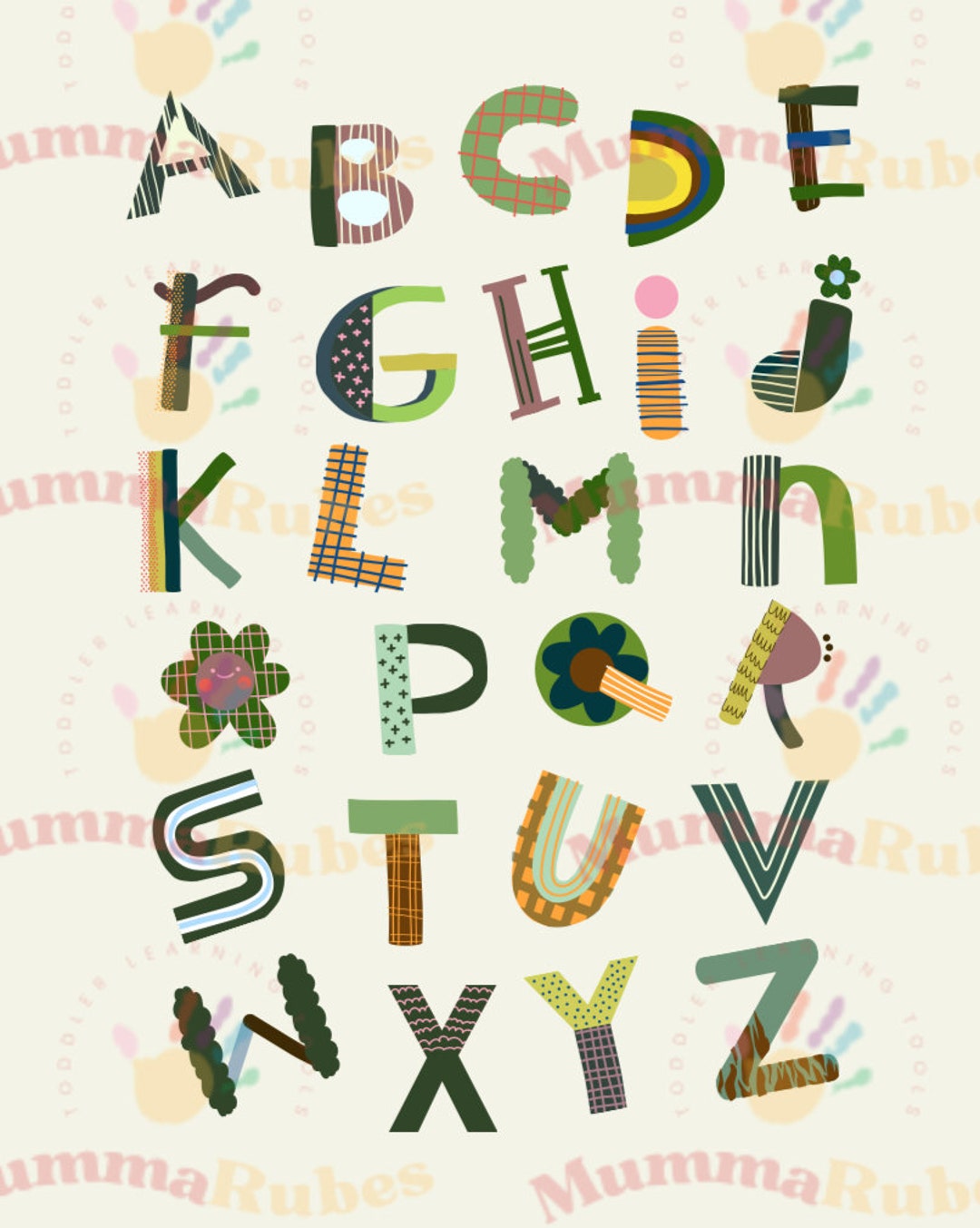 Earthy Alphabet Poster - Etsy
