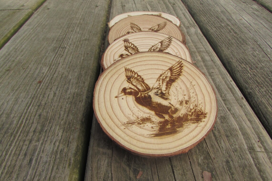 Duck Coaster, Laser Engraved Coasters, Duck Hunting, Wood Coaster Set ...