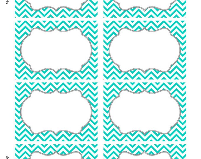 Turquoise Chevron Labels Print Your Own Labels 5 Versions - Etsy