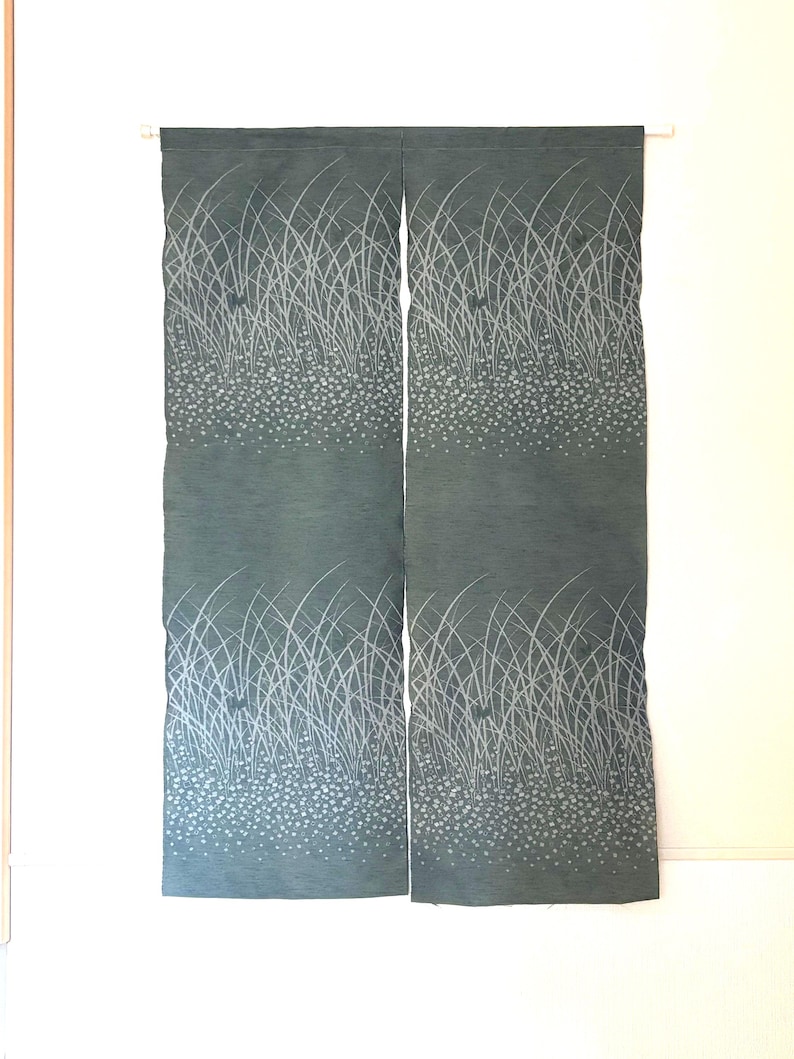 Authentic Japanese Noren Doorway Curtain | Deep Green With Grass ...