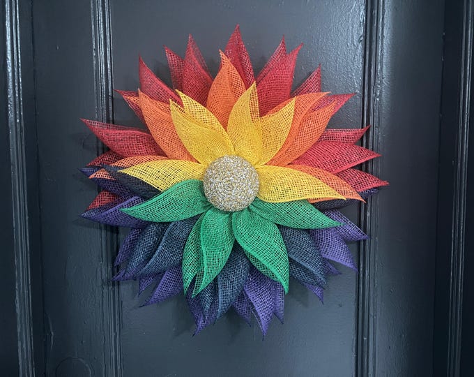 Rainbow Flower Wreath | June Pride Flag | LGBTQ Decor | Spring Summer ...