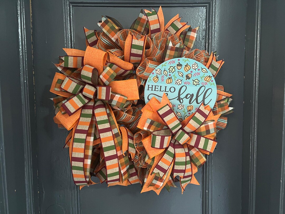 Hello Fall Wreath for Autumn | Front Door Decor | Autumn Colors ...