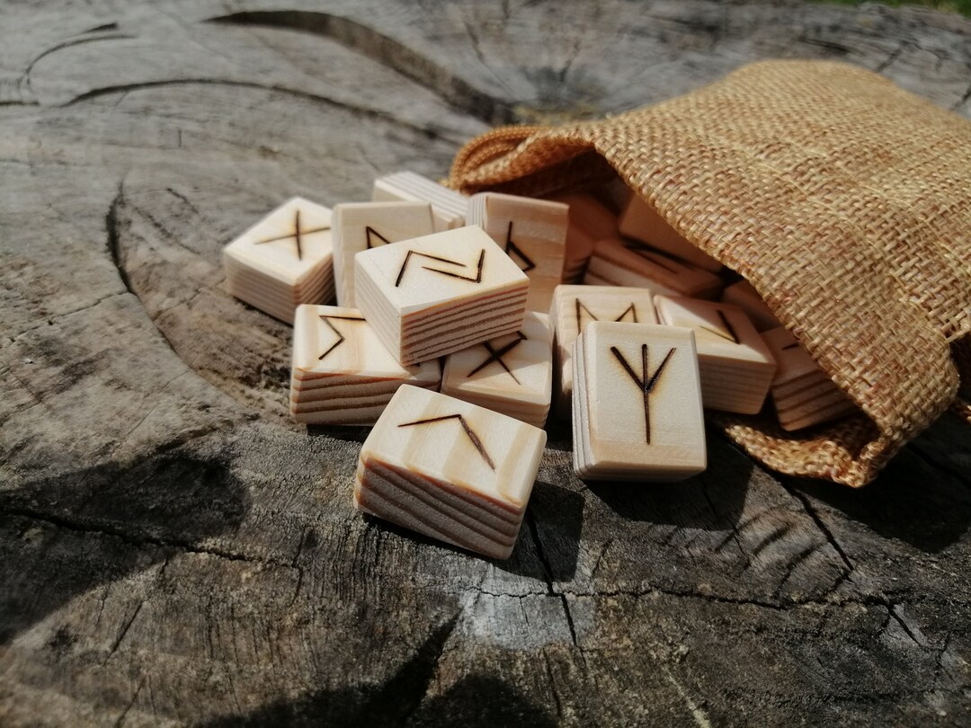 Elder Futhark Runes in a Jute Bag, Set of 24 Ancient Germanic Runes ...