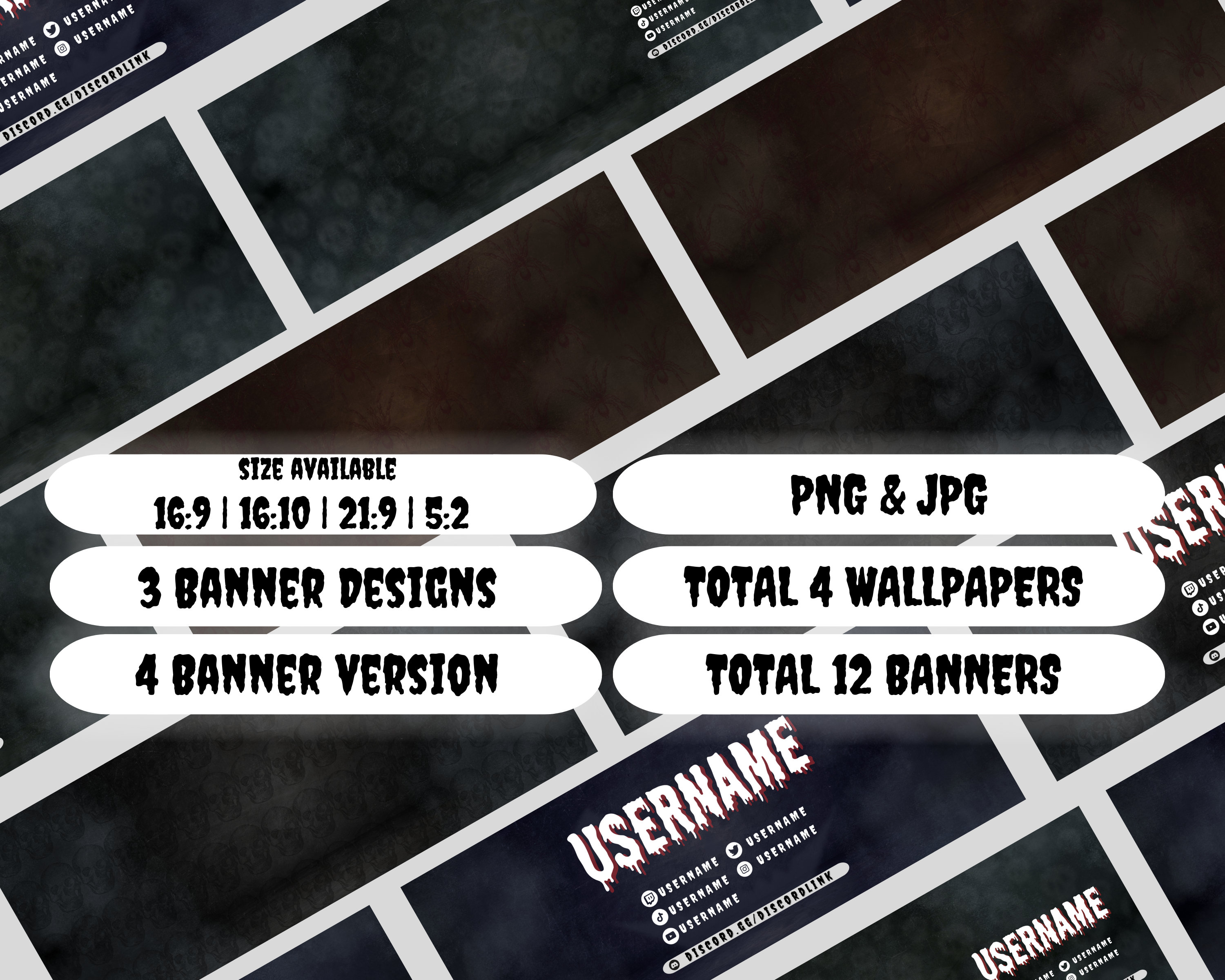 Horror Gaming Custom Twitch Banner, High Resolution, Aesthetic Digital ...