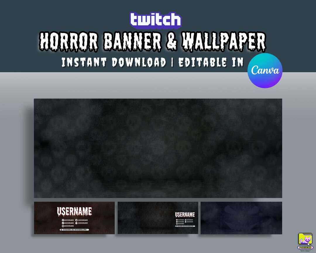 Horror Gaming Custom Twitch Banner, High Resolution, Aesthetic Digital ...