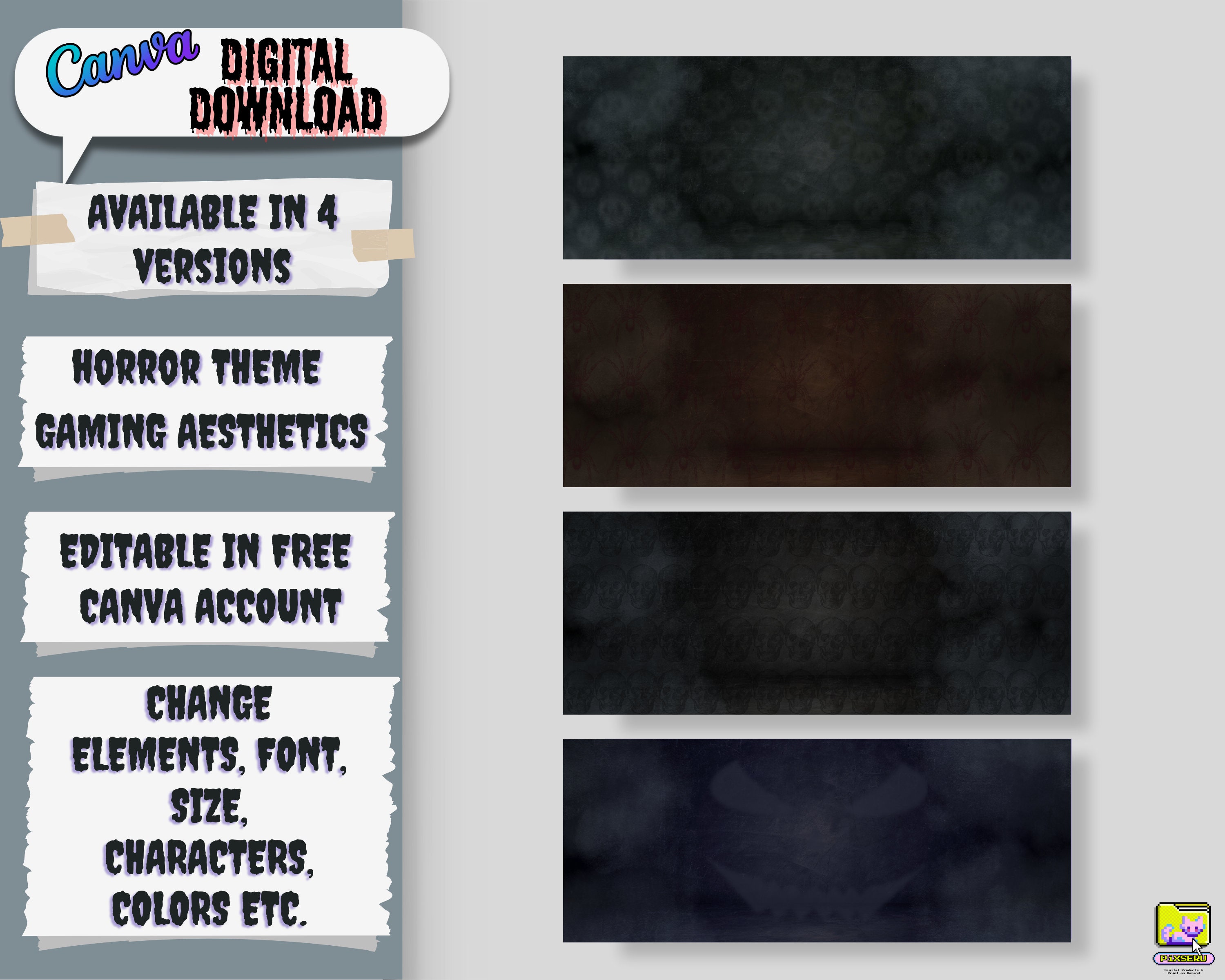 Horror Gaming Custom Twitch Banner, High Resolution, Aesthetic Digital ...