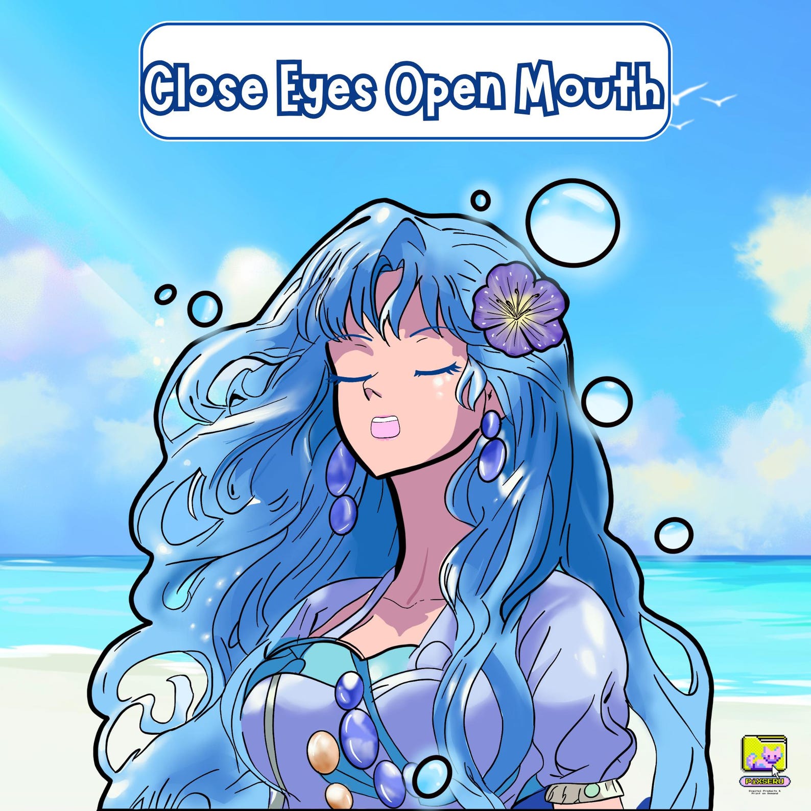 Pngtuber Vtuber Model Blue Maiden Anime-inspired, NEUTRAL EMOTION ONLY ...