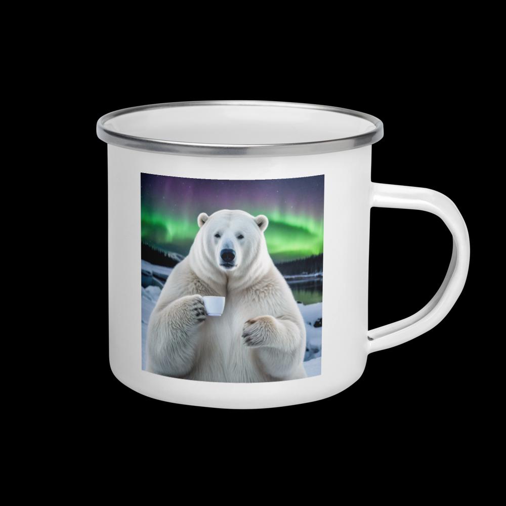 Polar Bear Enamel Mug: Arctic Northern Lights Camping Cup - Etsy