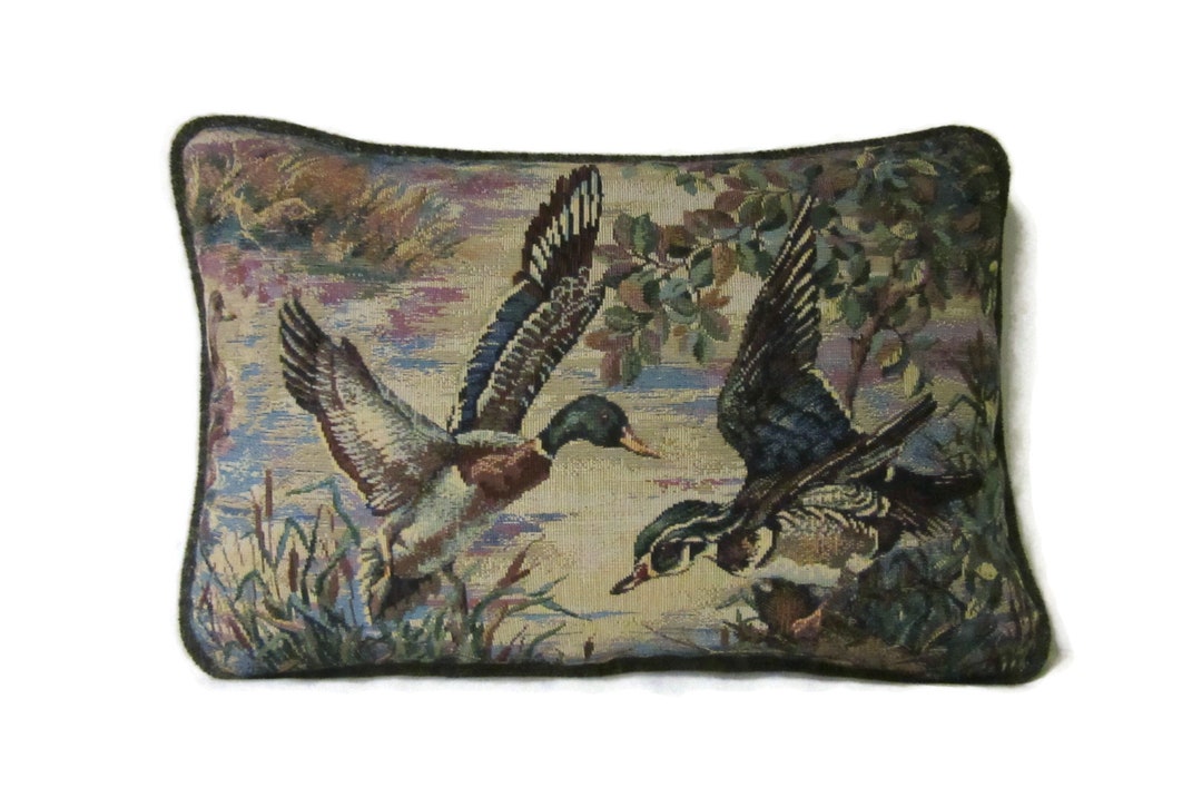 Mallard Wood Duck Tapestry Lumbar Pillow Gift for Duck Hunter - Etsy