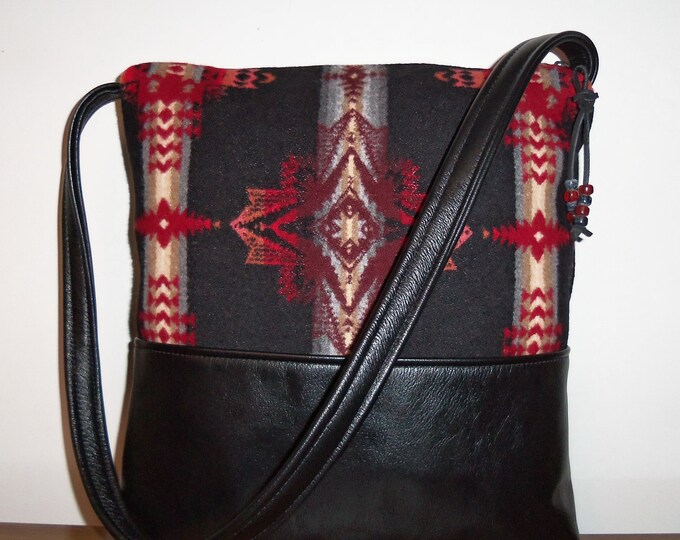 Pendleton Wool Black Leather Purse Shoulder Bag Evening Star - Etsy
