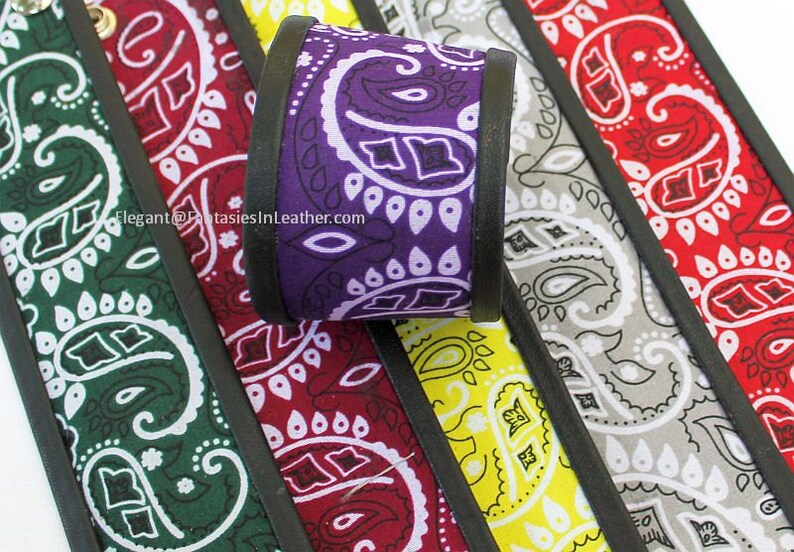 Bandana & Black Leather Wrist Band Color Choice JWL131 - Etsy