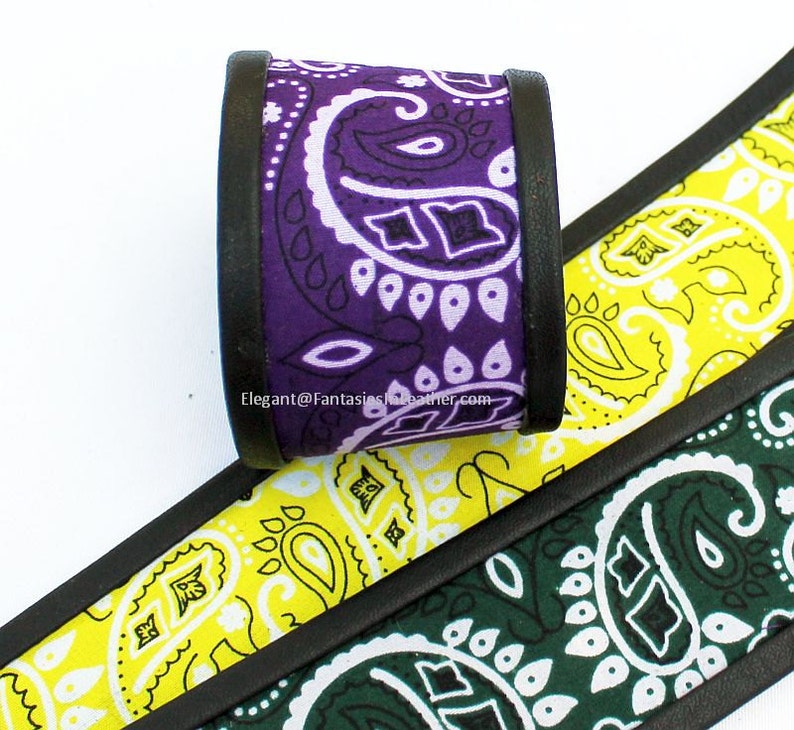 Bandana & Black Leather Wrist Band - Color Choice - Etsy