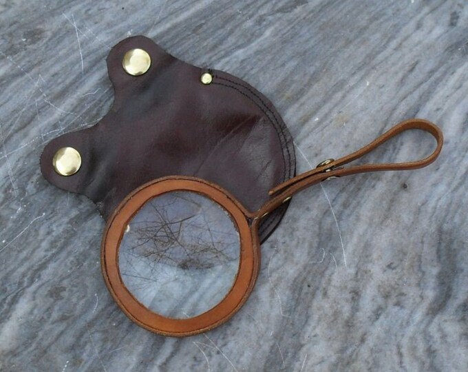 SALE Steampunk Hand Lens Magnifying Glass Brown Leather (BB113) - Etsy