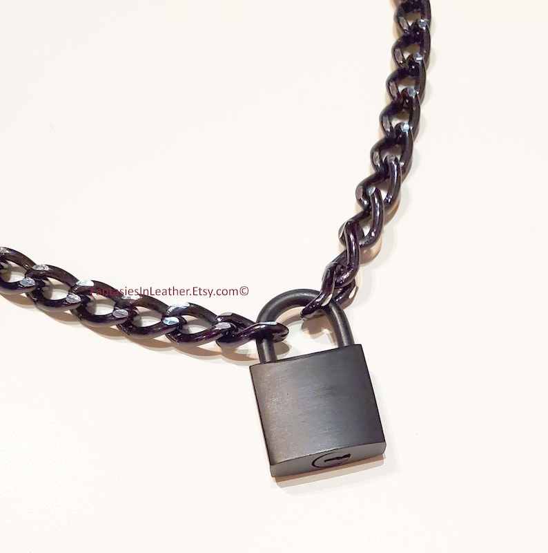Slave Chain Collar Black Aluminum With Padlock COL132 | Etsy