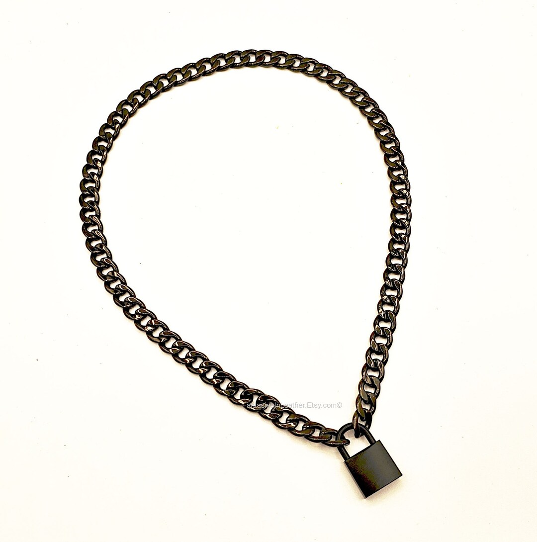 Slave Chain Collar Black Stainless Steel With Padlock - Etsy