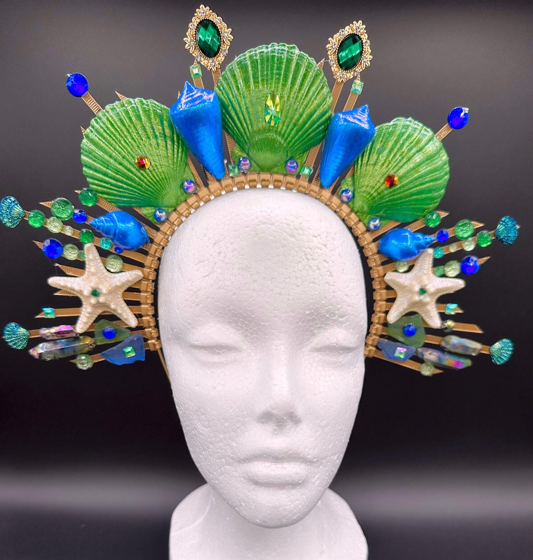 Mermaid Crown Headpiece, Ocean Fantasy Tiara, Seashell & Crystal ...