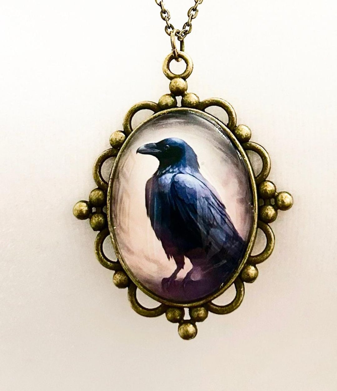 The Raven Edgar Allen Poe Tower of London Cabochon Pendant - Etsy