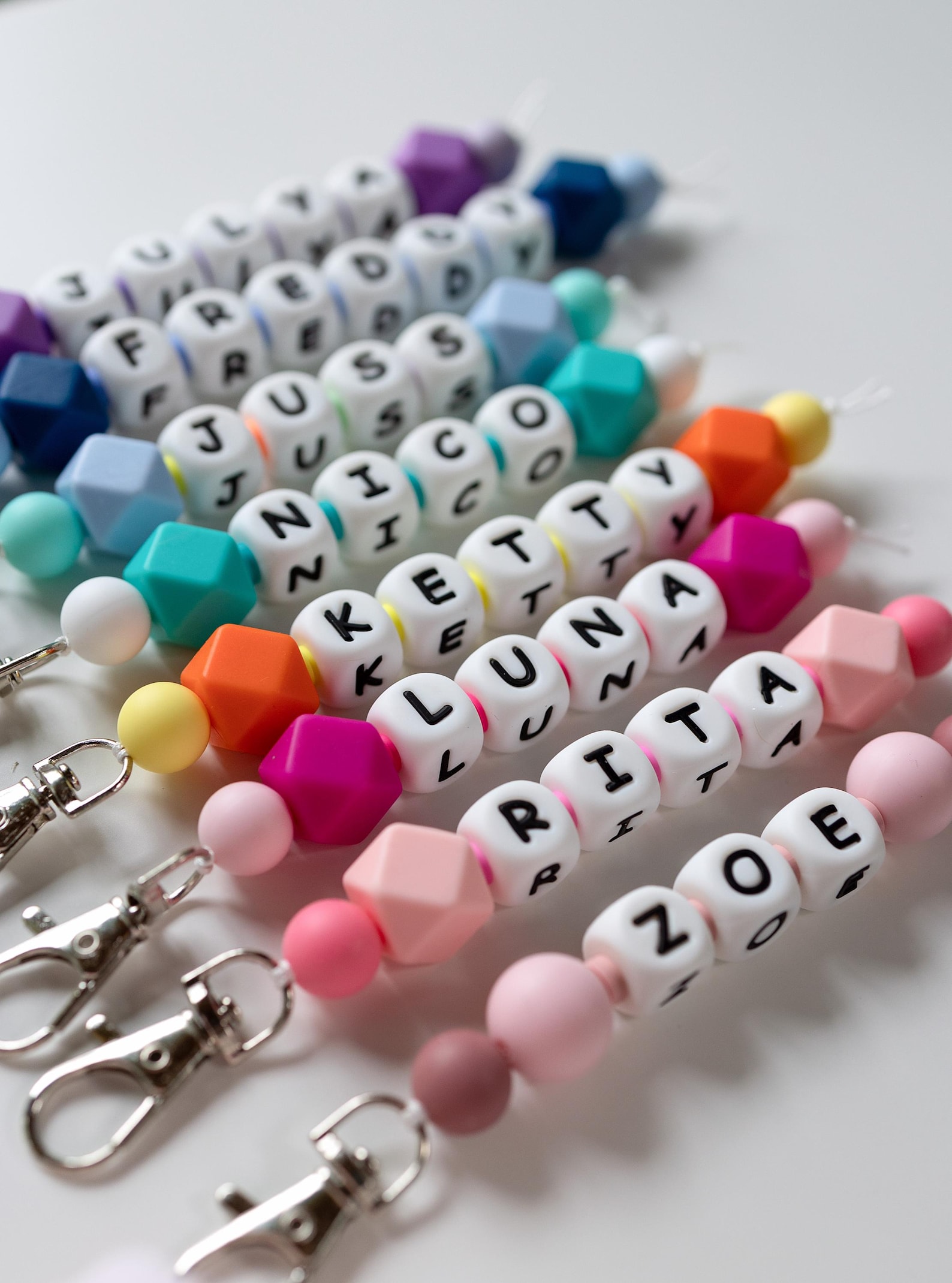Personalized Silicone Beaded Name Keychain: Backpack Tag, Kids Gift - Etsy