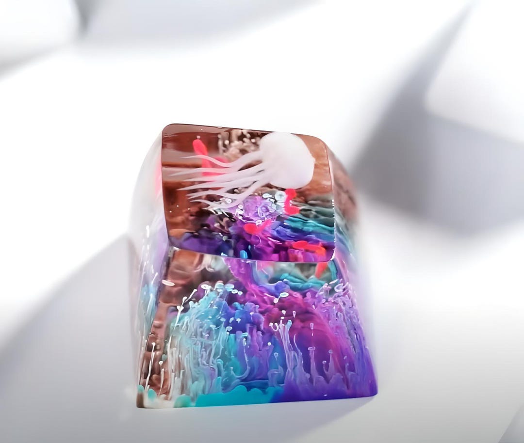 ONLY 7.9 USD Octopus Artisan Keycap – Blue & Purple Cute Octopus ...