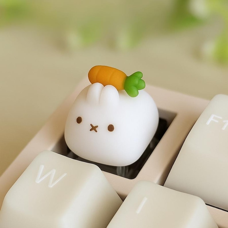 Cute Bunny Keycap, Cute Artisan Keycap for Mechanical Keyboard ...