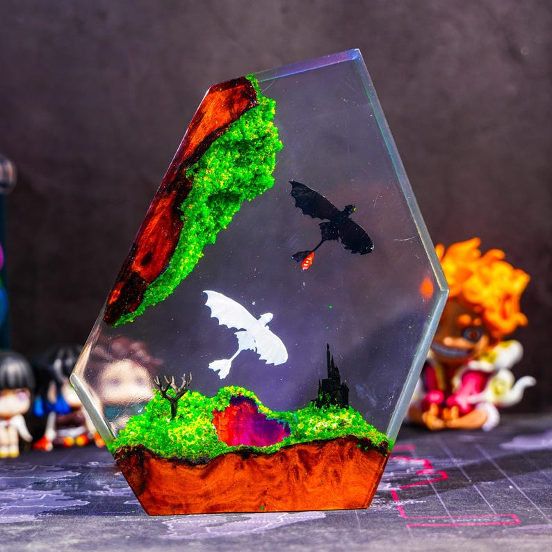 HTTYD Too.thl.ess & Light Fu.ry Diorama Resin Lamp, Dragon Collectible ...