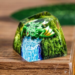 Custom Green Fire Dragon Artisan Keycap, Resin SA Profile Keycap for ...