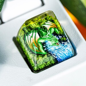 Custom Green Fire Dragon Artisan Keycap, Resin SA Profile Keycap for ...