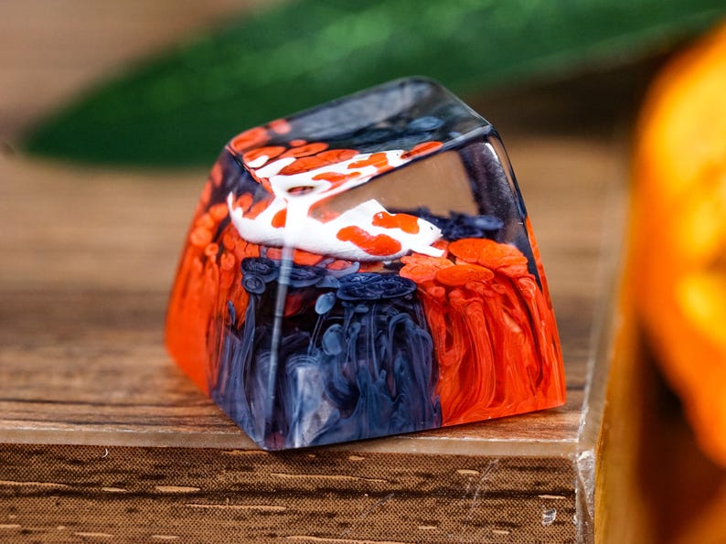Elegant Koi Fish Keycap, Japanese Coral & Ocean Artisan Design, Custom ...