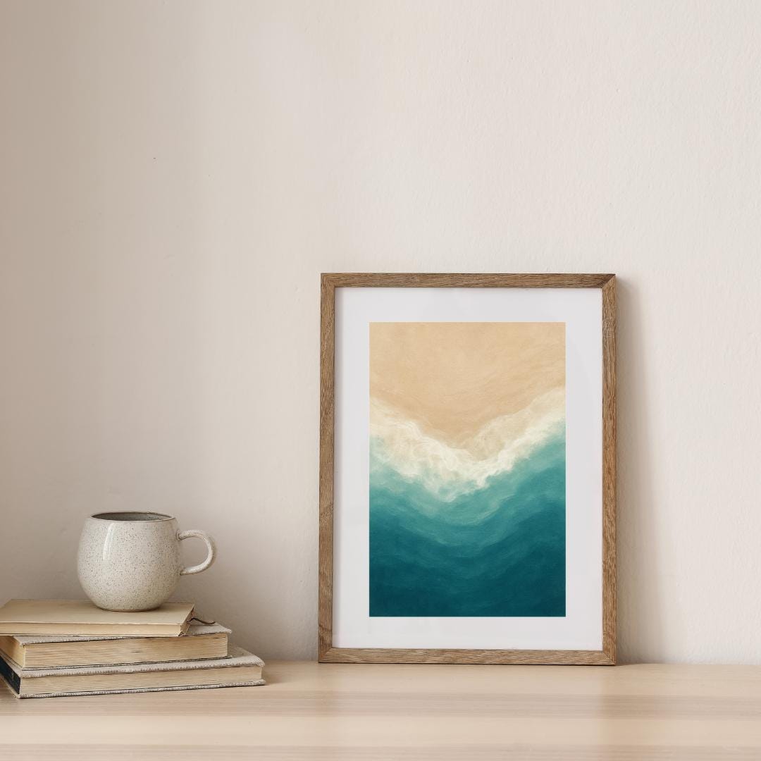 Coastal Shoreline Wall Art Printable – Minimalist Beach Aerial Decor ...