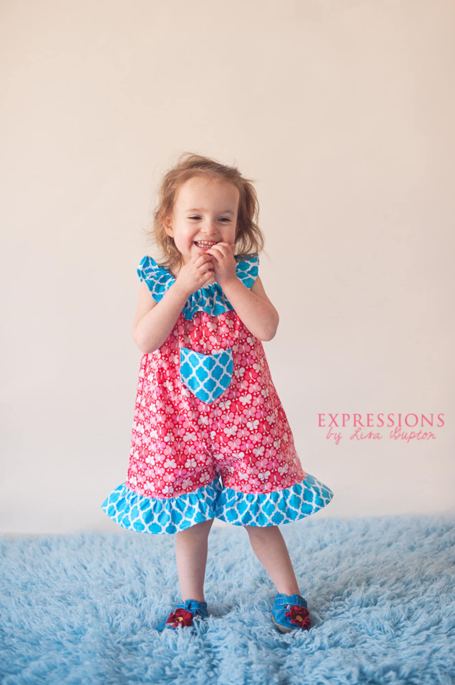 Girls Romper Pattern With Neck Ruffle Tutorial PDF With Shorts, Capri ...