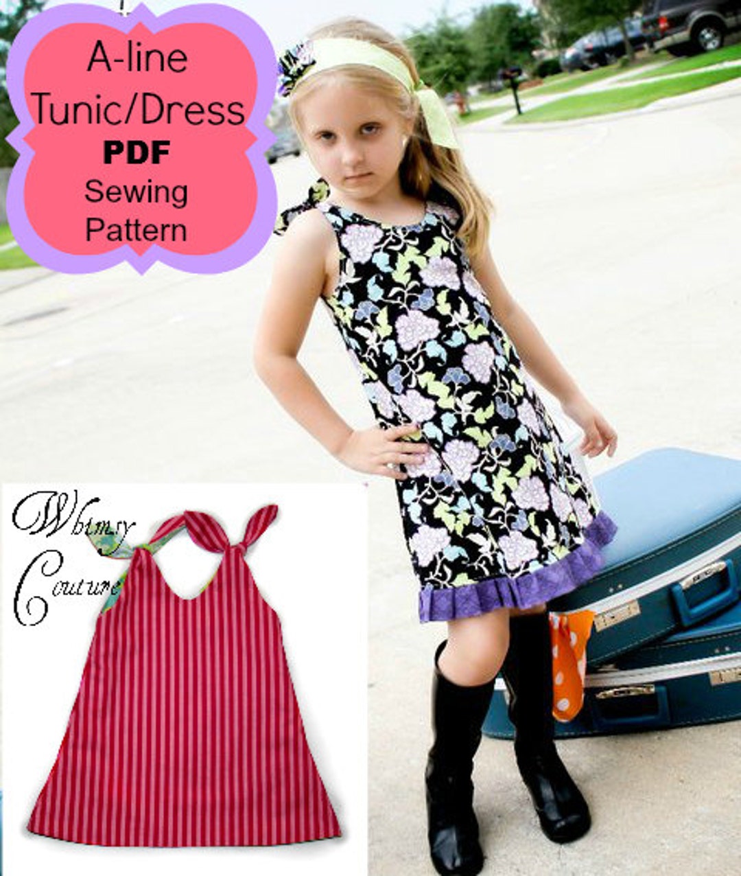 A-line Tunic and Dress Sewing Pattern by Whimsy Couture Reversible or ...