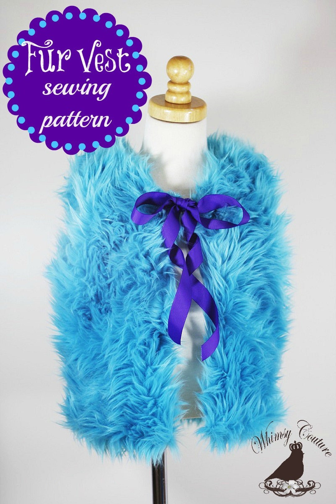 Fur Vest PDF Sewing Pattern With Tutorial Sizing for 6 Months Through ...
